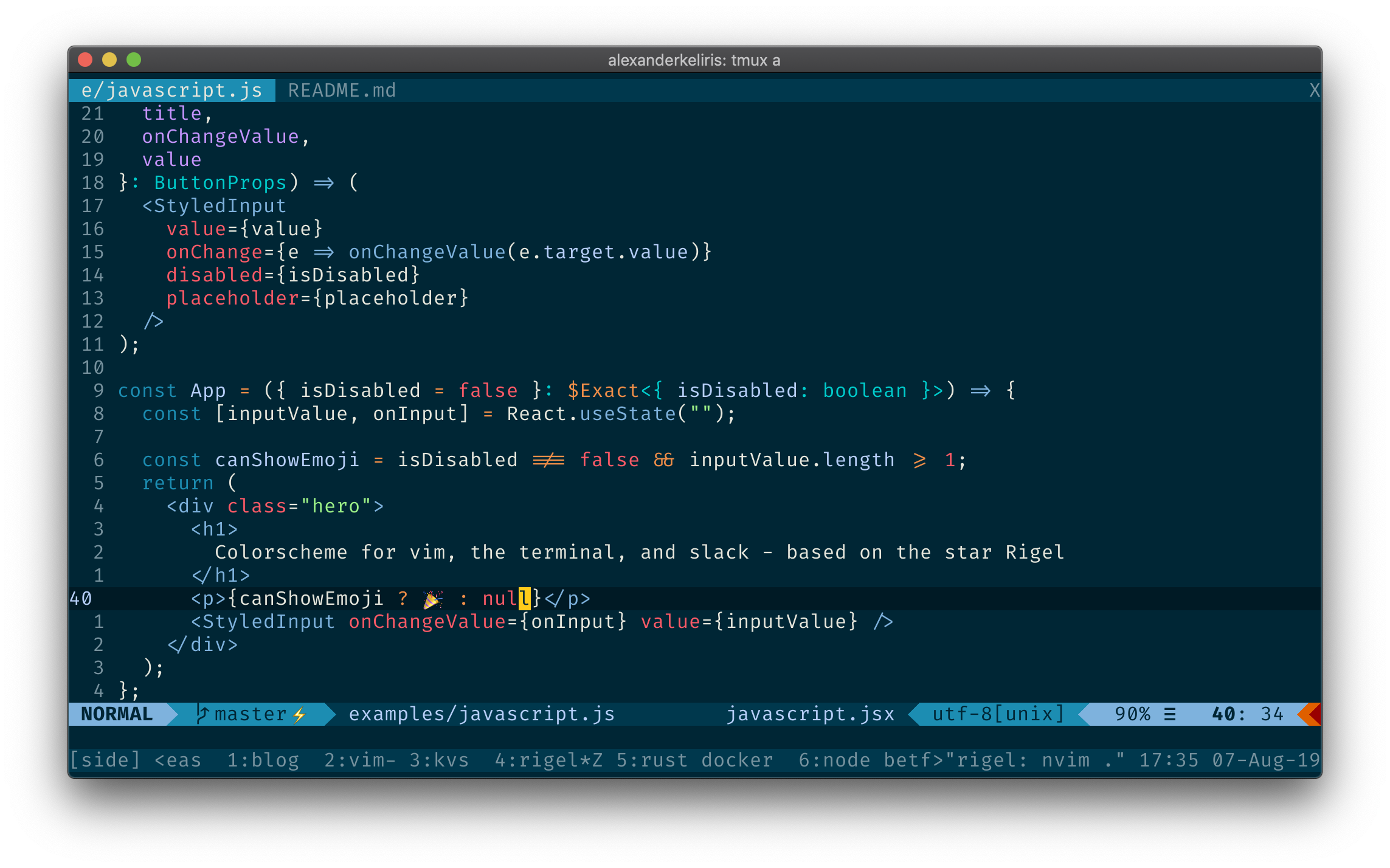 A colorscheme called Rigel